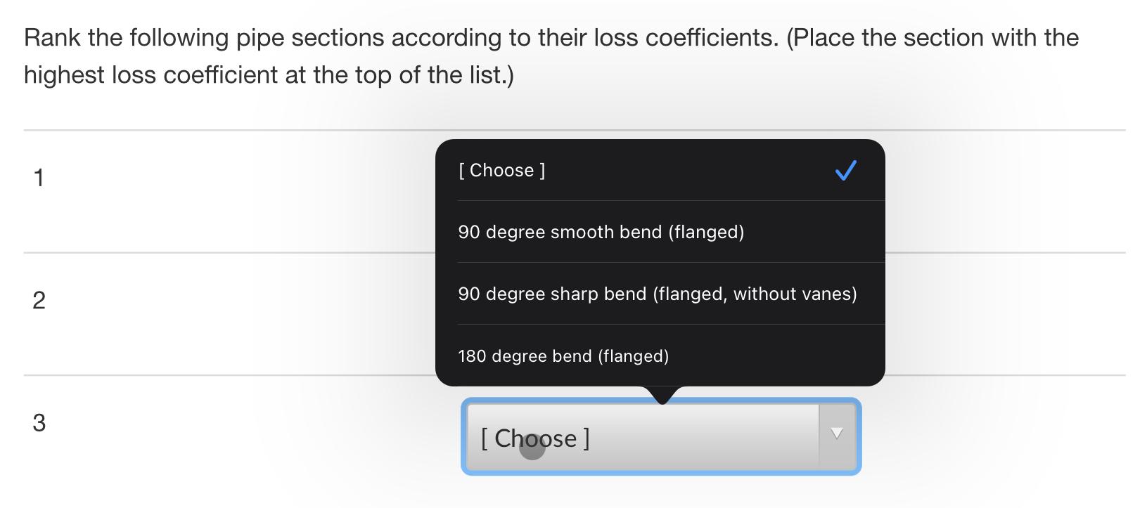 Solved Rank the following pipe sections according to their | Chegg.com