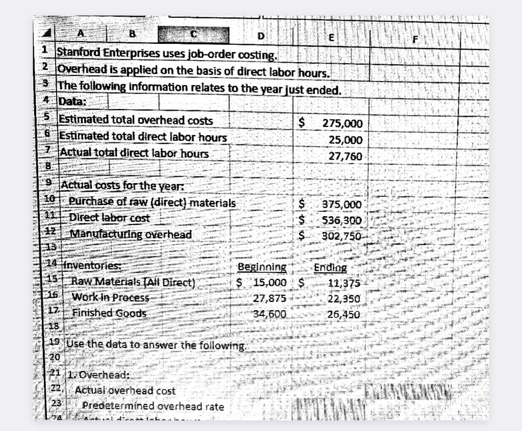 Solved 1. Calculate and dispose of overapplied or | Chegg.com