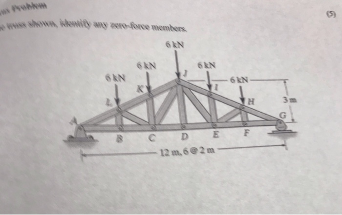 Solved 5) 6kN 6kN 6kN 6kN 3 m SC D F 12m. 6 @ 2m一ー | Chegg.com