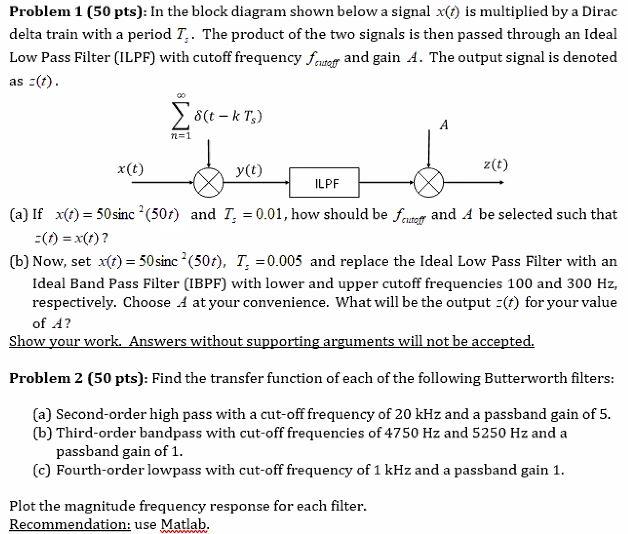 Solved Problem 1 (50 pts): In the block diagram shown below | Chegg.com