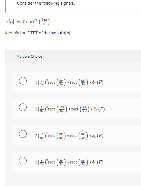 Solved Consider the following signals. x[n] 5 sin c² (257) | Chegg.com
