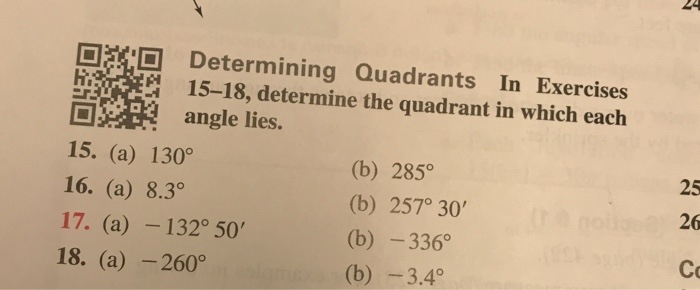 Solved DDetermining Quadrants In Exercises H 15-18, | Chegg.com