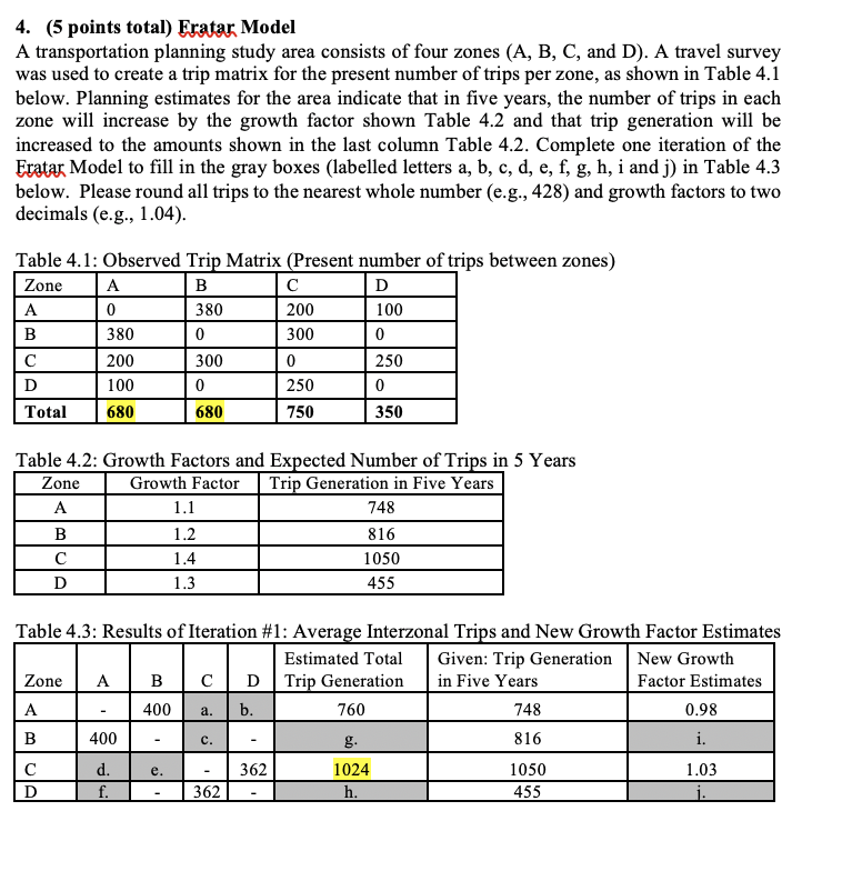 Solved 4. (5 points total) Eratar Model A transportation | Chegg.com