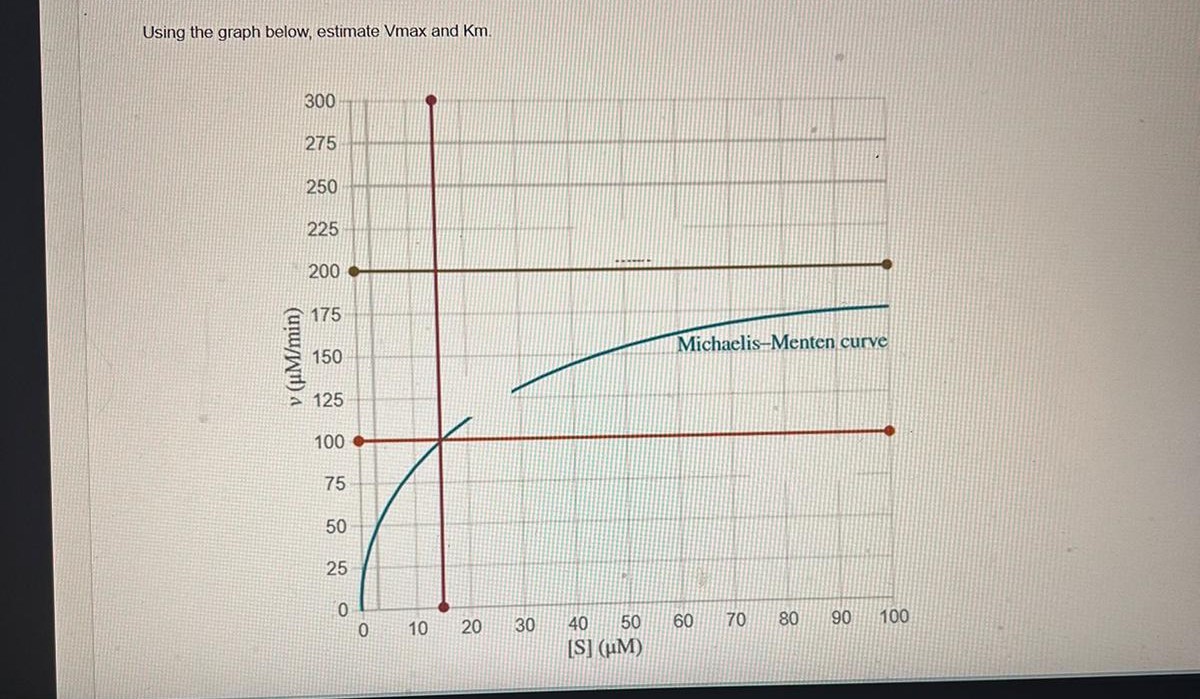 Solved Using the graph below, estimate Vmax and Km. | Chegg.com