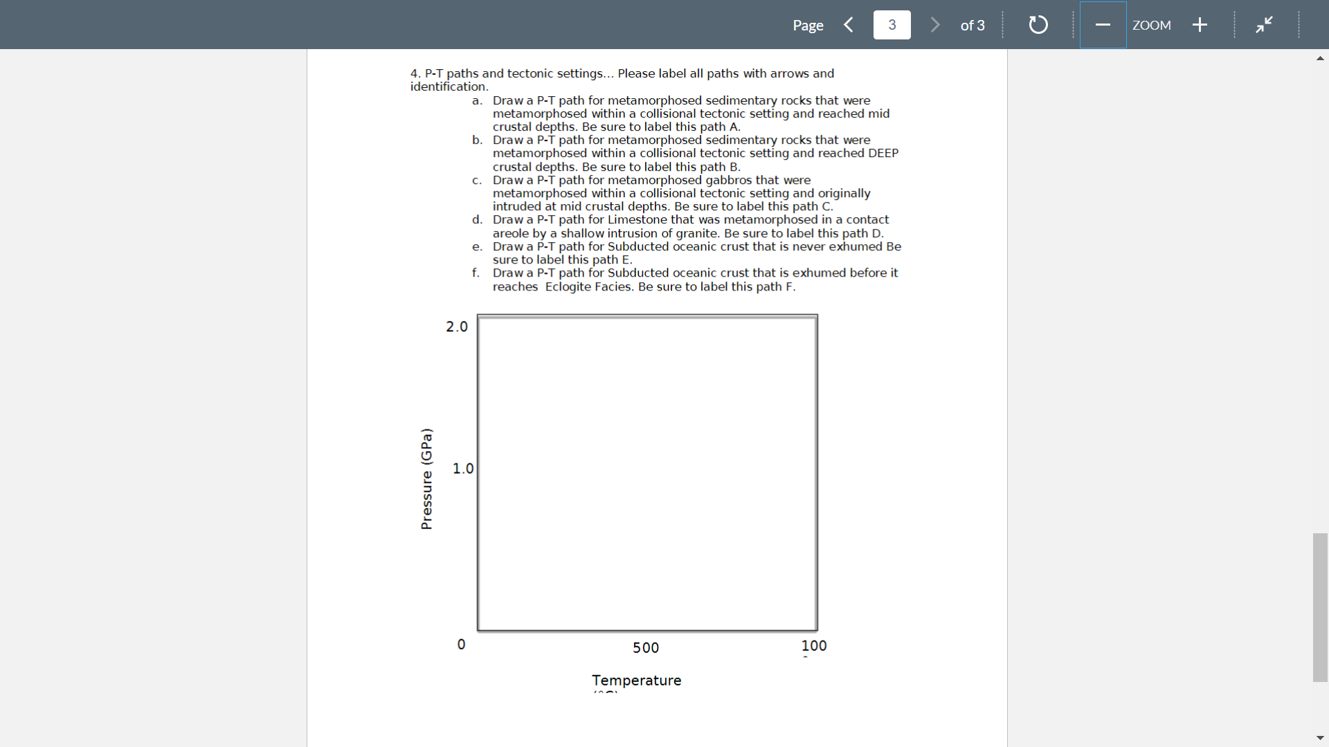 Solved 4. P-T paths and tectonic settings... Please label | Chegg.com