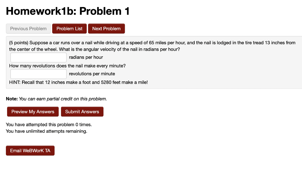 Solved Homework1b: Problem 1 Previous Problem Problem List | Chegg.com