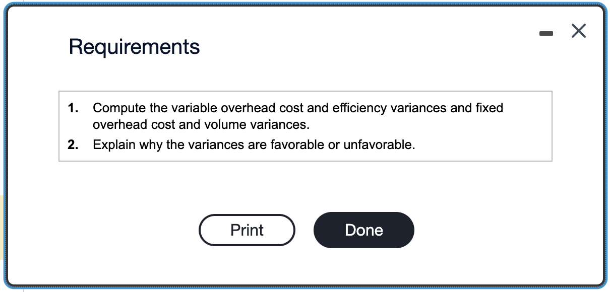 Solved Requirements 1. Compute the variable overhead cost | Chegg.com