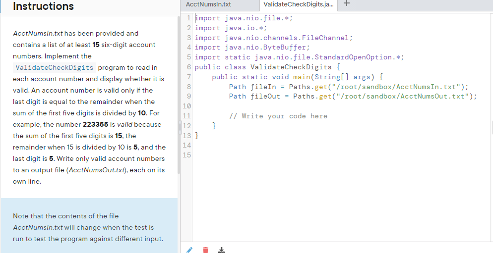 Solved Instructions ValidateCheckDigits.ja... | + | Chegg.com