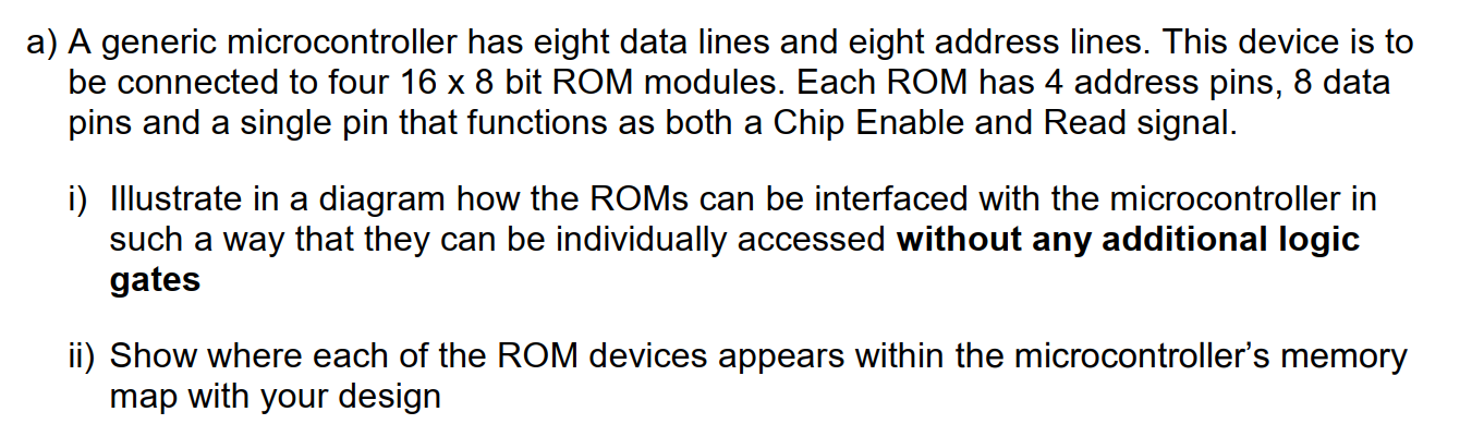 Solved a) A generic microcontroller has eight data lines and | Chegg.com