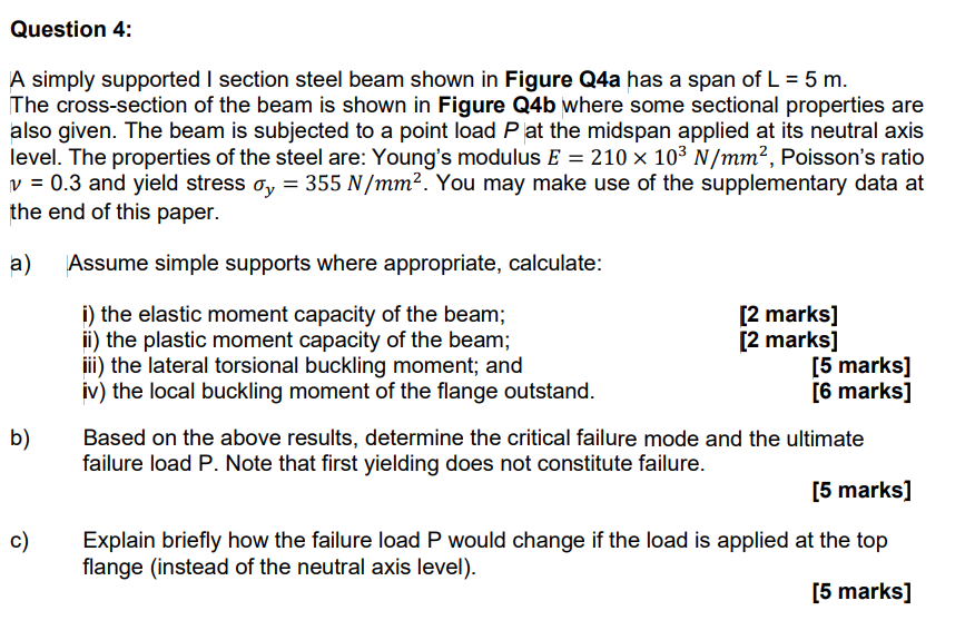 a) A Simply Supported Beam Ix=37100 cm4Iy=1870 | Chegg.com
