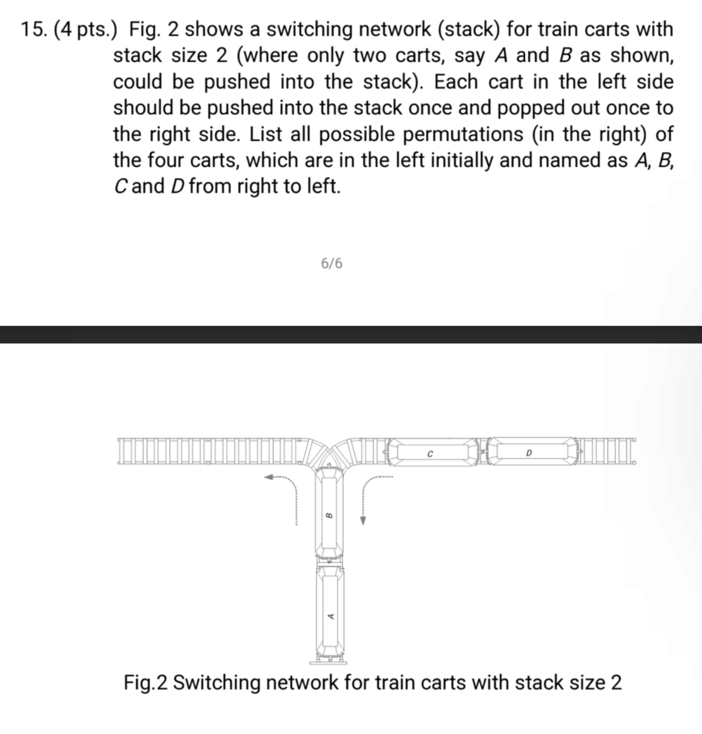 Solved 5. (4 pts.) Fig. 2 shows a switching network (stack) | Chegg.com