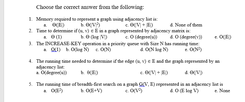 Solved Choose the correct answer from the following: 1. | Chegg.com
