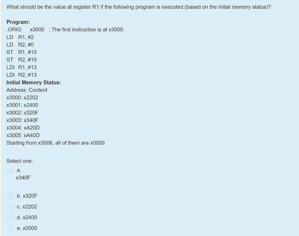 Solved What should be the value at register R1 if the | Chegg.com