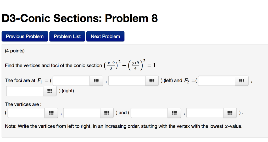 Solved D3-Conic Sections: Problem 8 ї.to) Previous Problem | Chegg.com