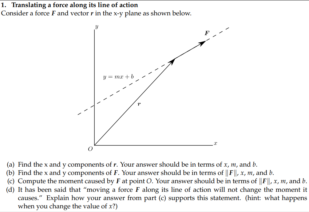 Solved 1. Translating a force along its line of action | Chegg.com