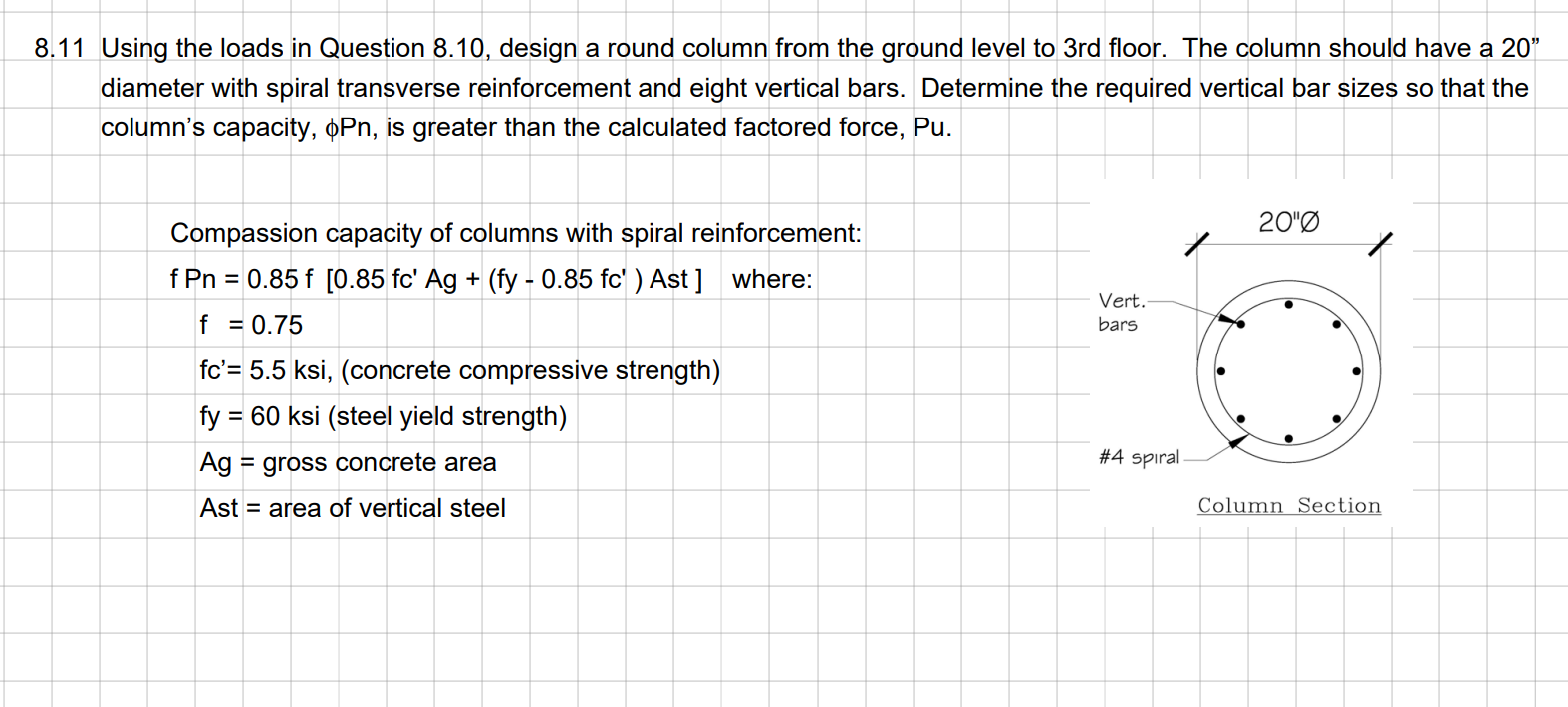 Solved The design dead and live loads for a column are shown | Chegg.com