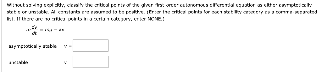 Solved Without solving explicitly, classify the critical | Chegg.com