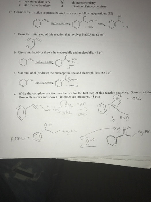 Solved a. syn stereochemistrycis stereochemistry retention | Chegg.com