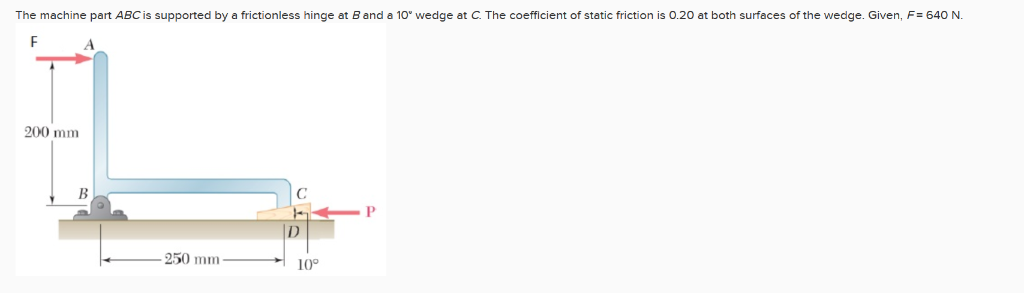 Solved The machine part ABC is supported by a frictionless | Chegg.com