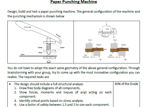 Solved Paper Punching Machine Design, build and test a paper | Chegg.com