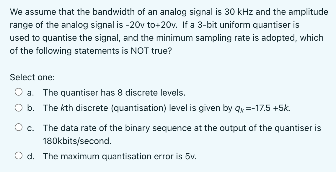 Solved We assume that the bandwidth of an analog signal is | Chegg.com