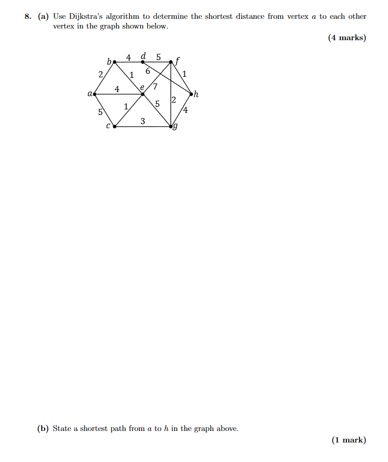 Solved 8. (a) Use Dijkstra's algorithm to determine the | Chegg.com