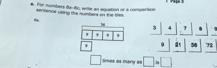 Solved Page3 6. For numbers 6a-6c, write an equation or a | Chegg.com
