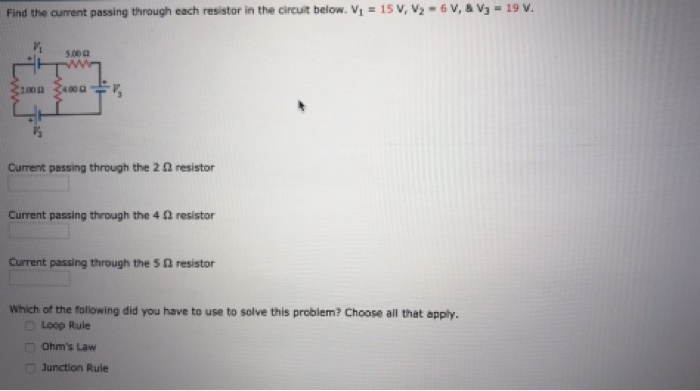 Solved Find the current passing through each resistor in the | Chegg.com