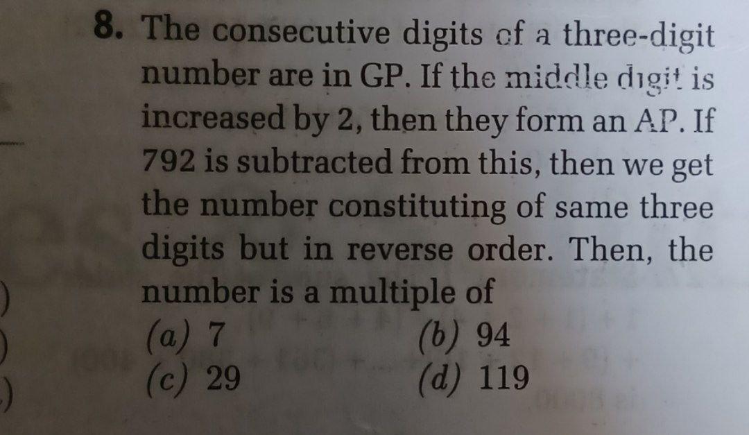 Solved 8. The consecutive digits of a three-digit number are | Chegg.com