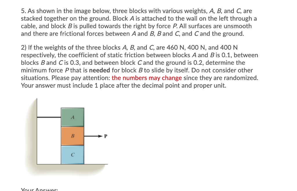 Solved 5. As shown in the image below, three blocks with | Chegg.com