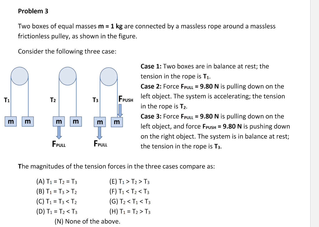 Solved Two boxes of equal masses m=1kg are connected by a | Chegg.com