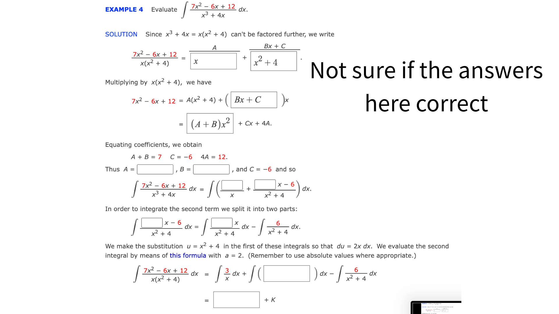 Solved EXAMPLE 4 ﻿Evaluate ∫﻿﻿7x2-6x+12x3+4xdxSOLUTION Since | Chegg.com