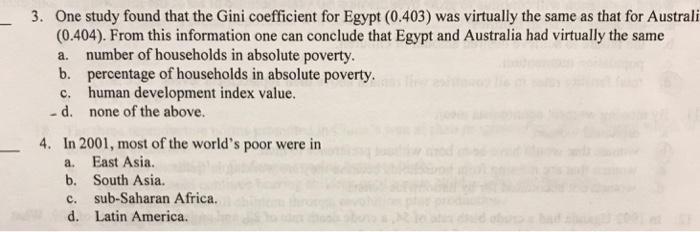Solved 3. One study found that the Gini coefficient for | Chegg.com