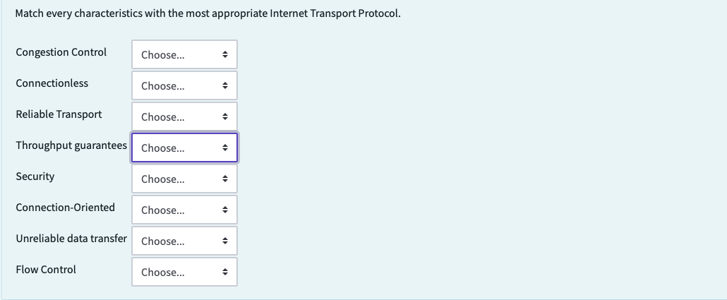 Solved Match every characteristics with the most appropriate | Chegg.com