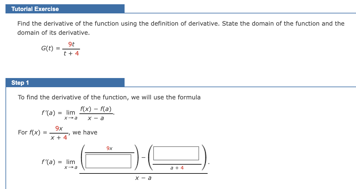 Solved Tutorial Exercise Find the derivative of the function | Chegg.com