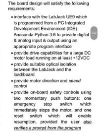 The board design will satisfy the following | Chegg.com