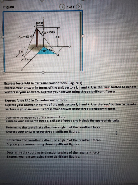 Solved Figure 0.75 시m Express force FAB in Cartesian vector | Chegg.com