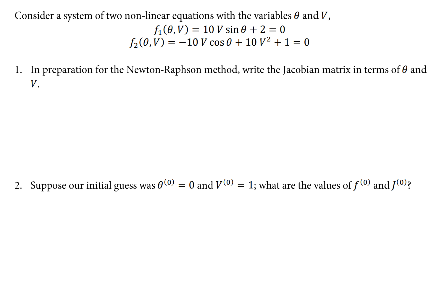 Solved Consider a system of two non-linear equations with | Chegg.com