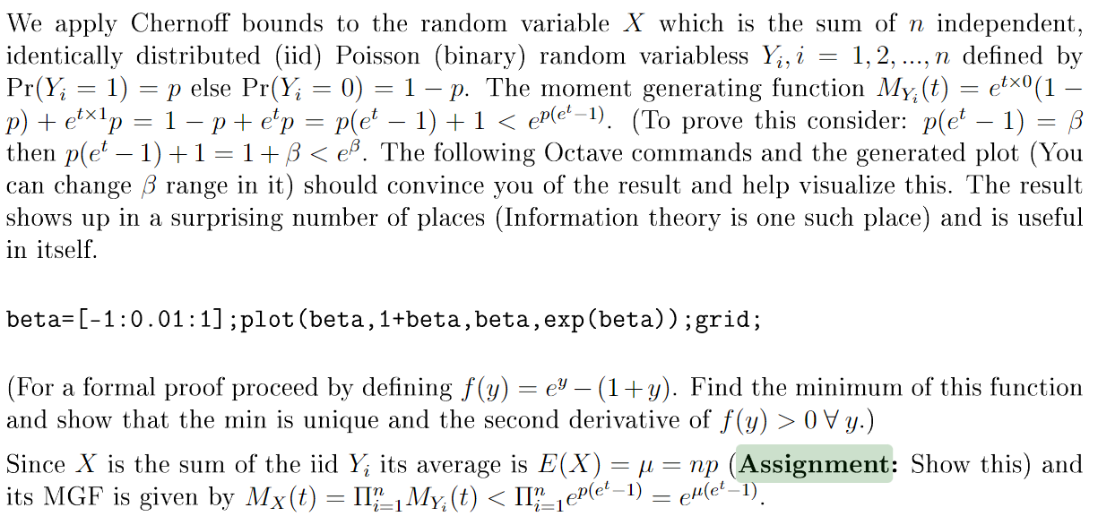 Solved We apply Chernoff bounds to the random variable x | Chegg.com