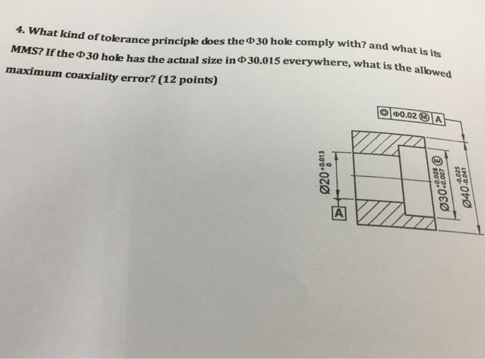 Solved 4 What kind of tolerance principle does the ?30 hole | Chegg.com