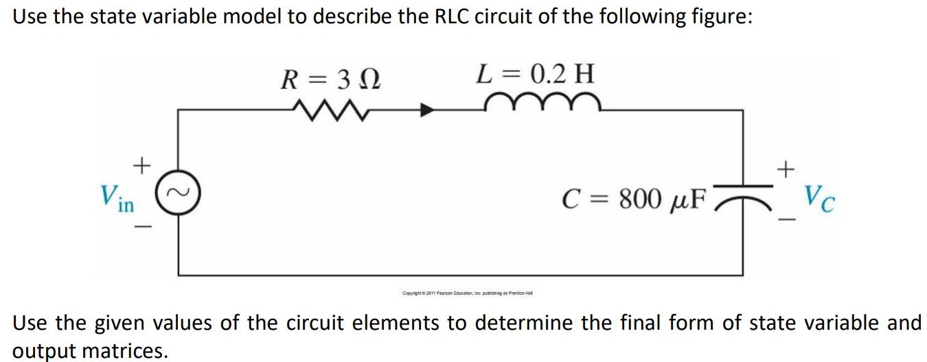 Solved Use the state variable model to describe the RLC | Chegg.com