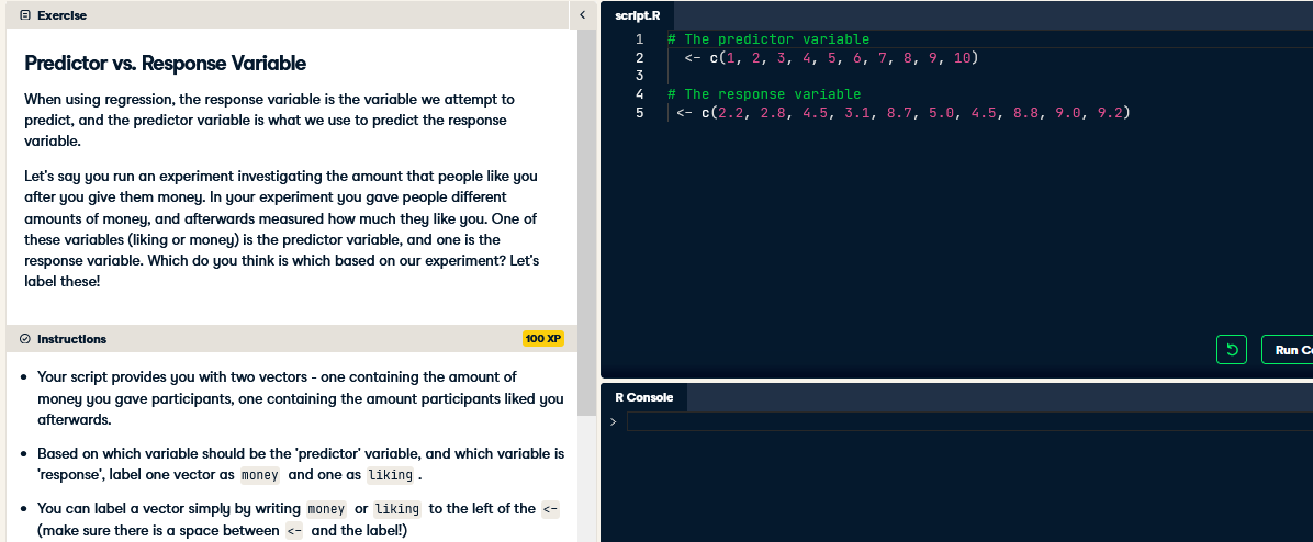 Solved O Exercise script.R # The predictor variable