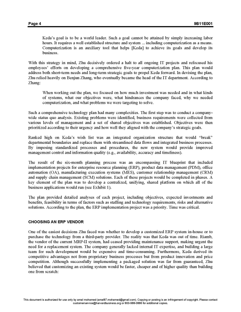 Ivey Publishing W11024 KEDA'S SAP IMPLEMENTATION | Chegg.com