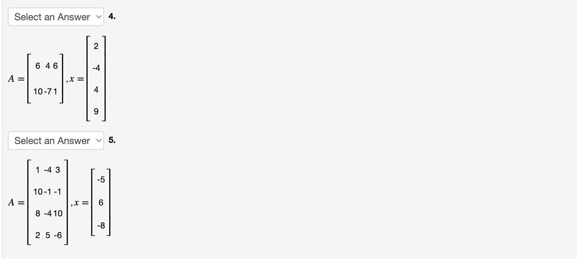 Solved (2 points) Determine whether the product Ax is | Chegg.com