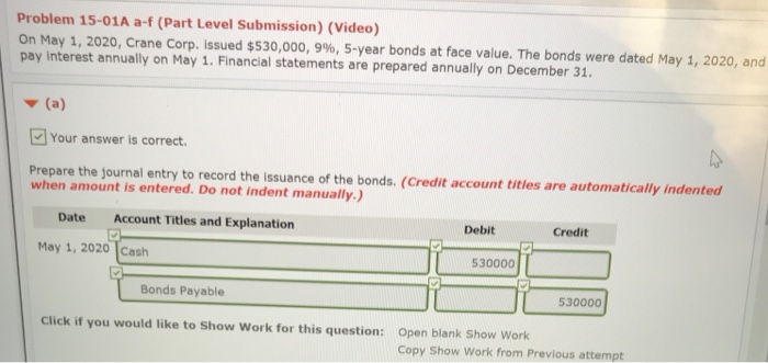 Solved Problem 15-01A a-f (Part Level Submission) (Video) On | Chegg.com