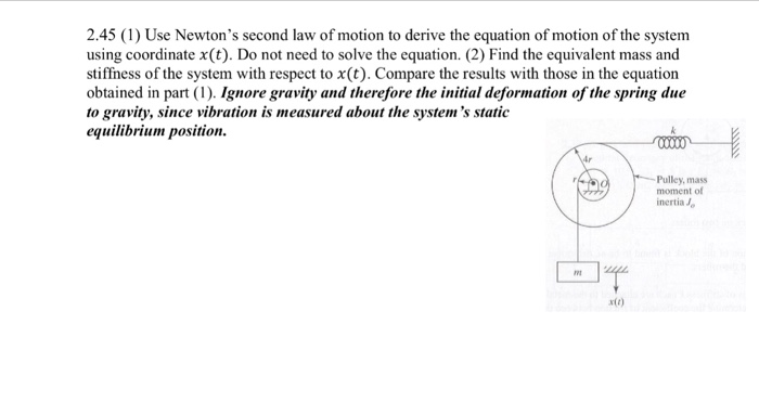 Solved Use Newton's second law of motion to derive the | Chegg.com