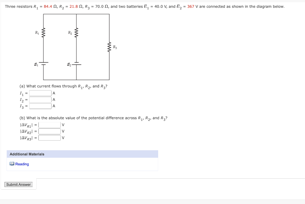 Solved (a) What current flows through R1, R2, and | Chegg.com