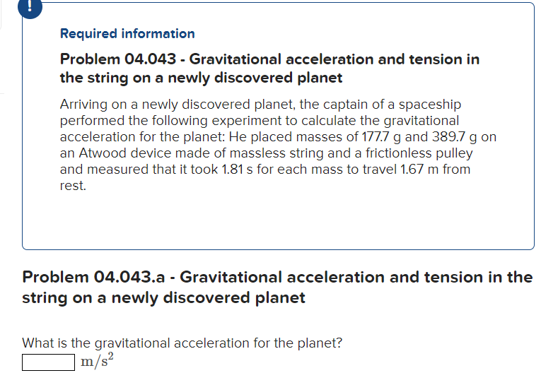 Solved Required information Problem 04.043 - Gravitational | Chegg.com