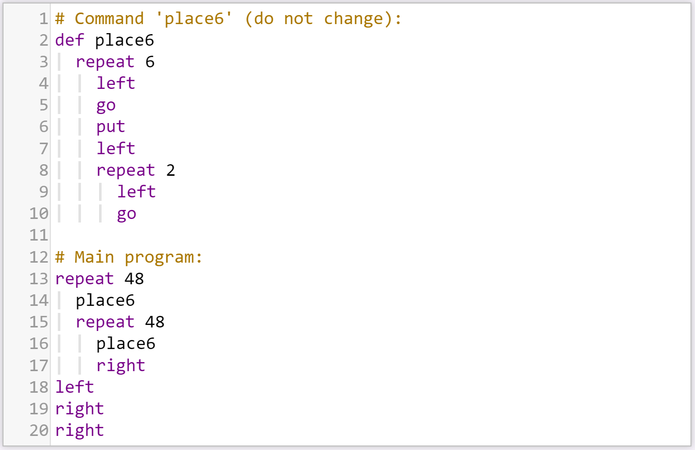 Karel has a command place6 to place six bags of | Chegg.com