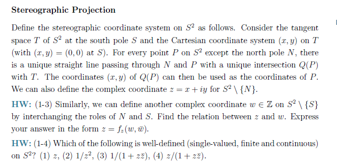 Stereographic Projection Define the stereographic | Chegg.com